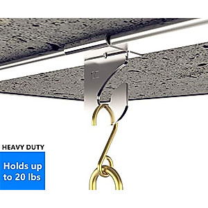 LeoHuks 20 Pairs Drop Ceiling Hooks for Office,Classroom & Home,Great for Hanging Plants,Signs,Lights & Decorations,Metal T-Bar Hooks for Suspended Drop Ceilings,Holds up to 20 lbs