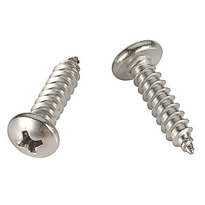 #4 x 1 Pan Head Wood Screw Self Tapping Screws, 304 Stainless Steel 18-8, Bright Finish, Pack of 100