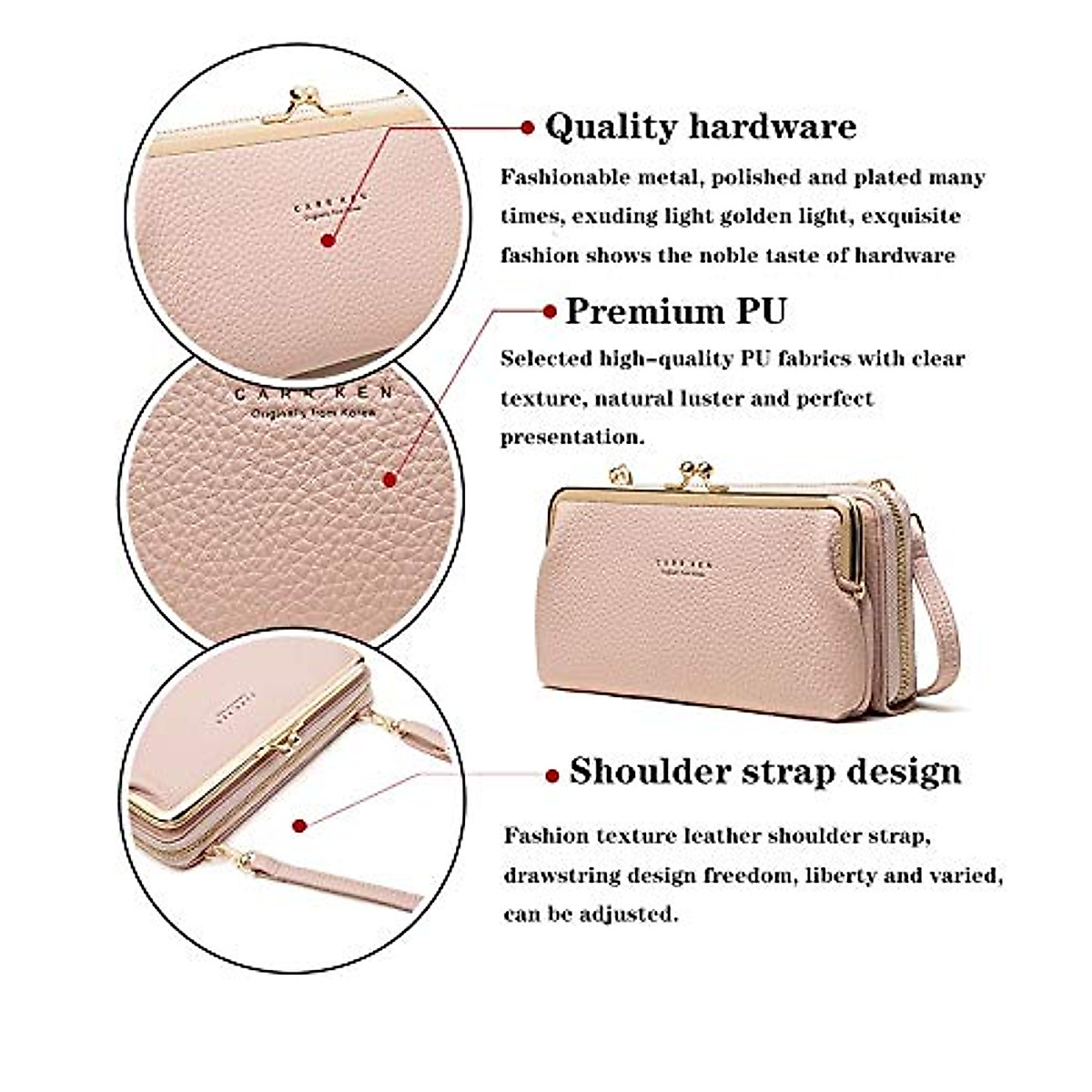 Korean fashion one-shoulder diagonal mobile phone bag multifunctional horizontal wallet (Color : Purple)