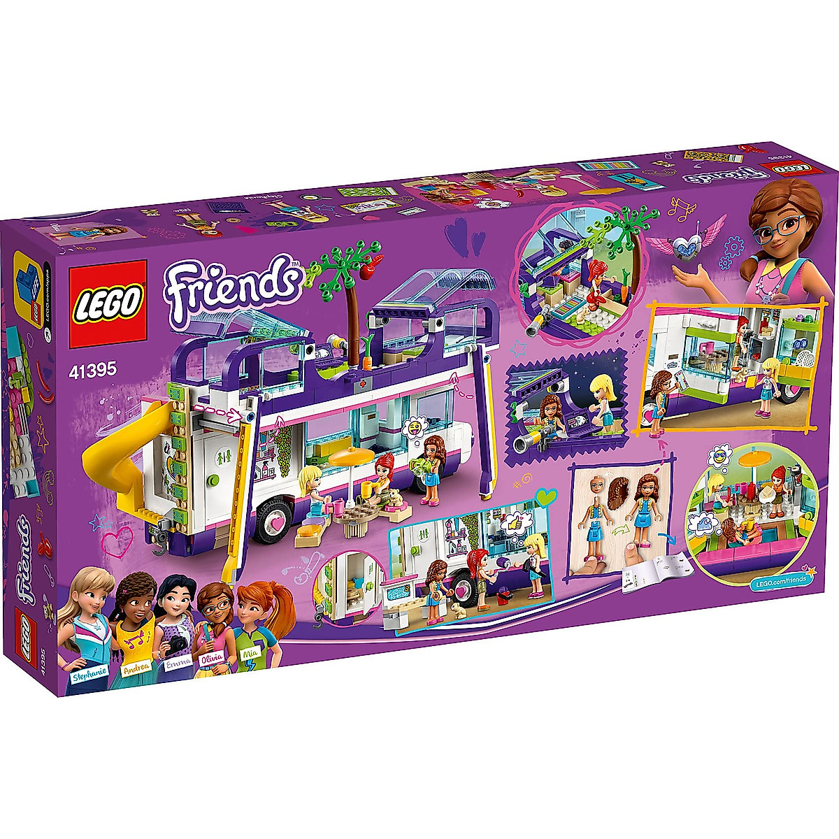LEGO 41395 Friends Friendship Bus Toy with Swimming Pool and Slide, Summer Holiday Playsets for 8+ Year Old