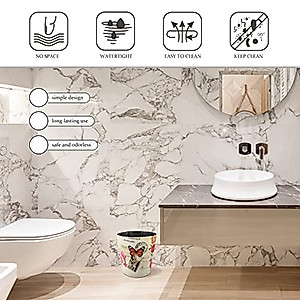 Zerodeko Small Trash Can, 10 L Leather Garbage Can Retro Round Waste Basket Decorative Storage Container Trash Bin Garbage Can Organizer Bucket for Bathroom, Bedroom, Kitchen, Office (2.6 Gallon, 1)