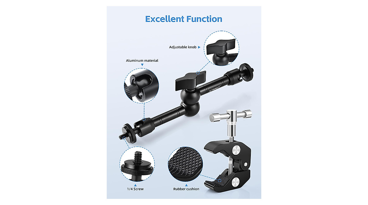 UTEBIT 9-Inch Adjustable Magic Arm with Super Clamp
