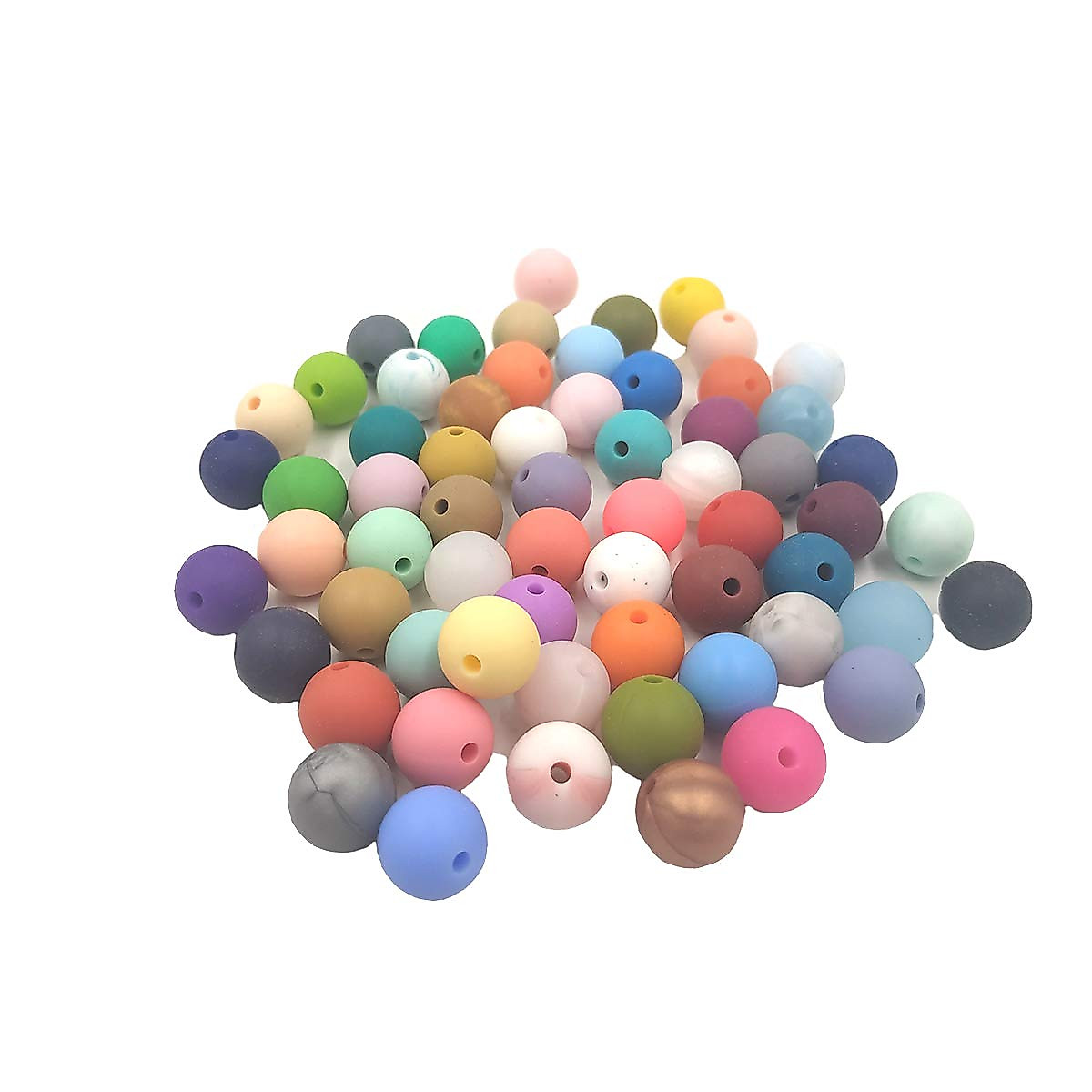 Alenybeby 100pcs Silicone Round Pearl Focal Beads for Pen 12mm Silicone Round Shaped Beads for Keychain Craft Making DIY Beading Jewelry Accessories