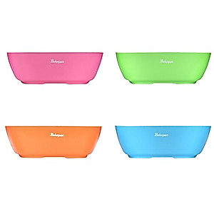 Bakerpan Silicone Toddler Square Feeding bowl, Set of 4 (Multi)