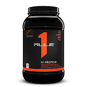 Rule 1 R1 Protein, Chocolate Fudge - 2.01 lbs Powder - 25g Whey Isolate & Hydrolysate + 6g BCAAs - 29 Servings