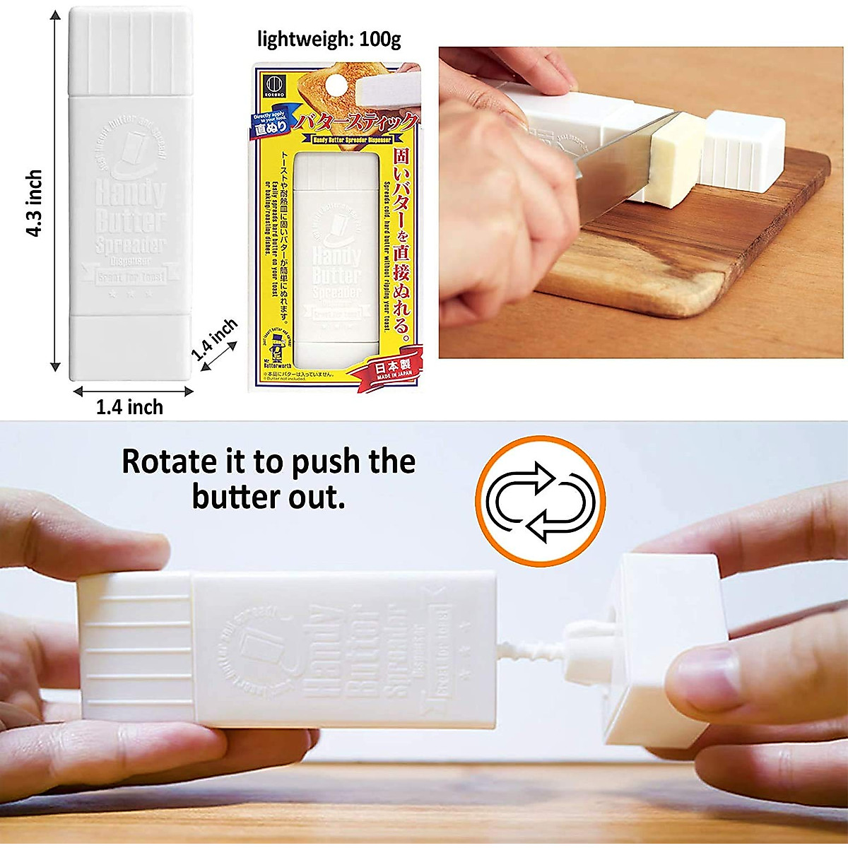 Lantsang Butter Stick Holder, Butter Spreader dispenser with cover, Standard Butter Dish Keeper container for Corn Pancakes Waffles Bagels Toast, Dishwasher Safe