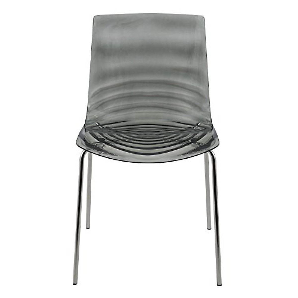 LeisureMod Astor Water Ripple Design Modern Lucite Dining Side Chair with Metal Legs, Transparent Black