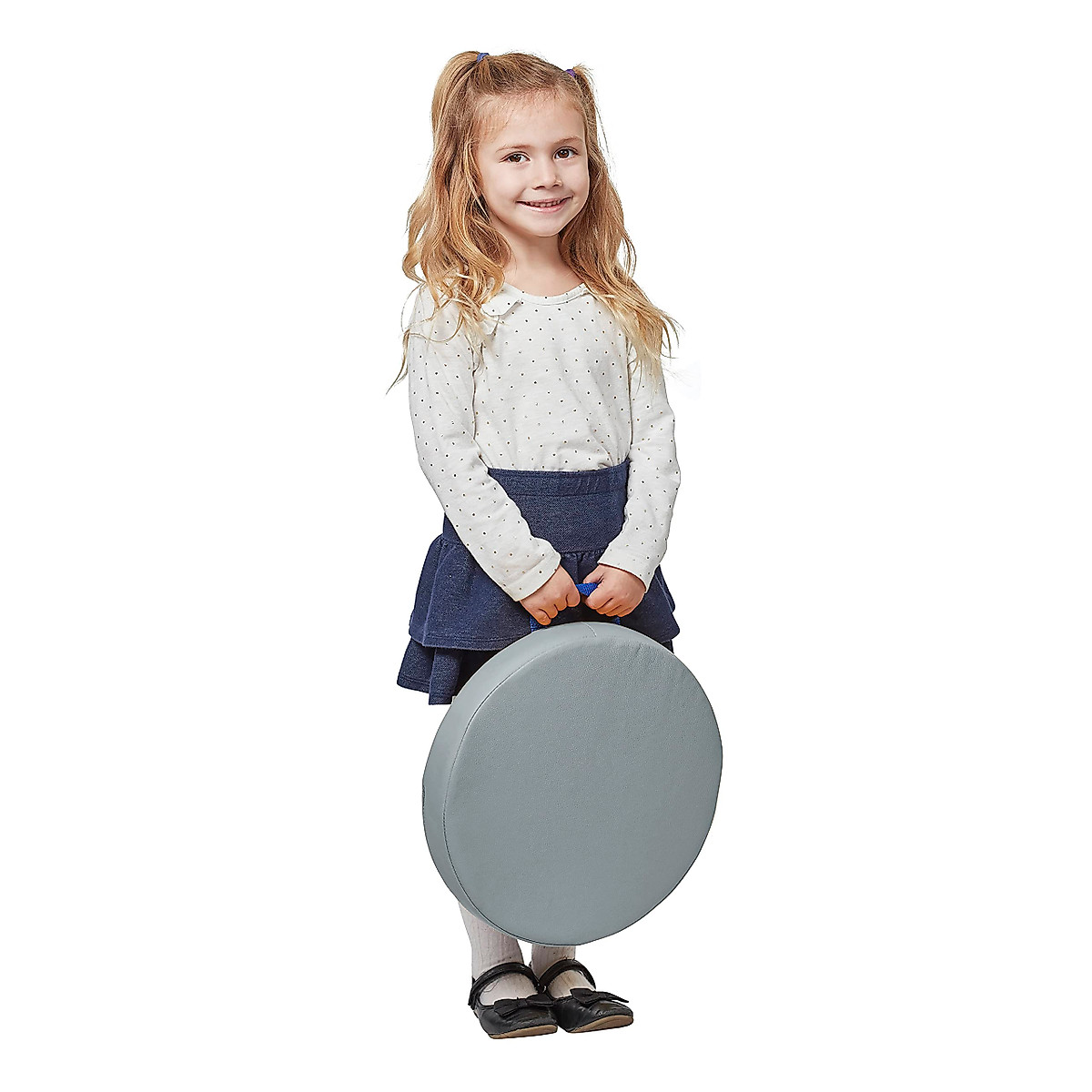 ECR4Kids SoftZone Floor Cushions, Round, Flexible Seating, Light Grey, 6-Piece