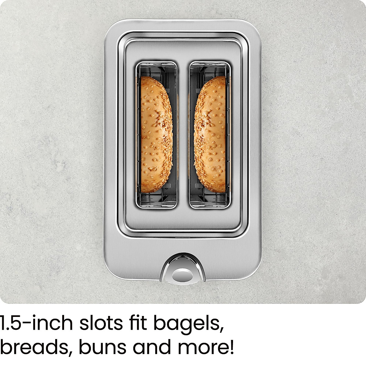 Chefman 2-Slice Digital Toaster, Pop-Up, Stainless Steel, Extra-Wide Slots For Bagels, Defrost, Reheat, Cancel Functions, Removable Crumb Tray