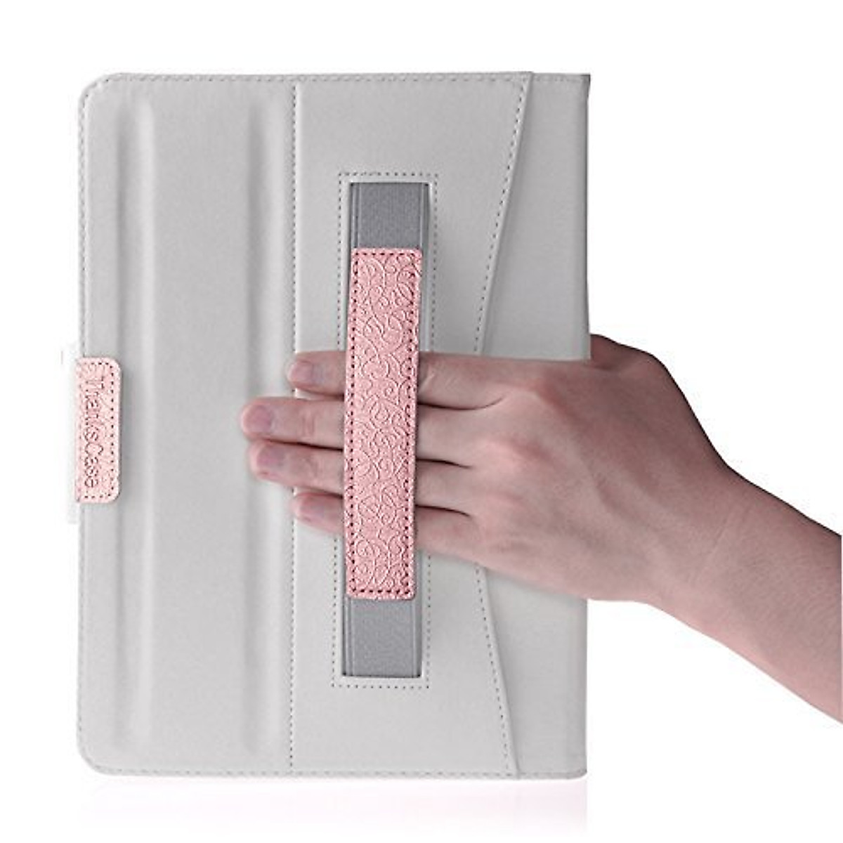 Thankscase Case for iPad 10.2 2021/2020 / 2019, Rotating Cover for iPad 9th Gen / 8th Gen/iPad 7th Gen with Pencil Holder, Wallet Pocket, Hand Strap, Swivel Cover for iPad 10.2 (Rose Gold)