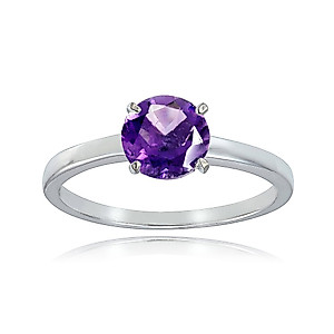 Ice Gems Sterling Silver African Amethyst 8mm Round Solitaire Bridal Engagement Ring, Size 5