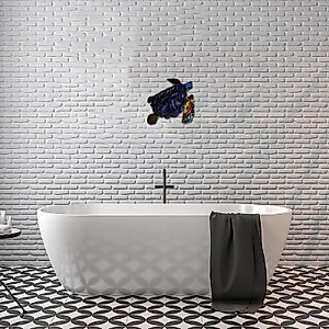 Metal Sea Turtle Wall Decor, Metal Wall Art, Metal Sea Turtle Wall Decor, Sea Life Decor Bathroom Pool Nautical Decor (Blue,15.74inch)