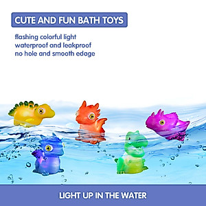 Dinosaur Toy Auto Flashing Dinosaur Model Glowing Figures Bath Toy Playset 5 pcs
