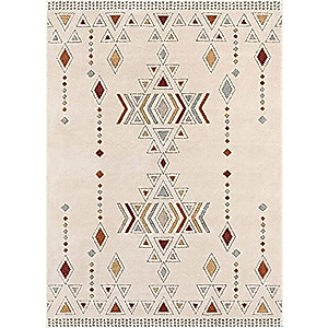 Well Woven Halley Beige Multicolor Tribal Diamond Pattern (5'3" x 7'3") Area Rug