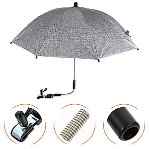 TOYANDONA Stroller Sun Cover Umbrella Clip On Sun Shade Blackout Blind UV Rain Protection Umbrella for Strollers Bicycle Baby Carriage Cart Grey