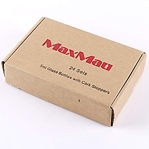 MaxMau 24 Sets of 5ml Small Glass Bottles with Cork Stopper Tiny Clear Vials Storage Container for Art Crafts Projects Decoration Party Supplies