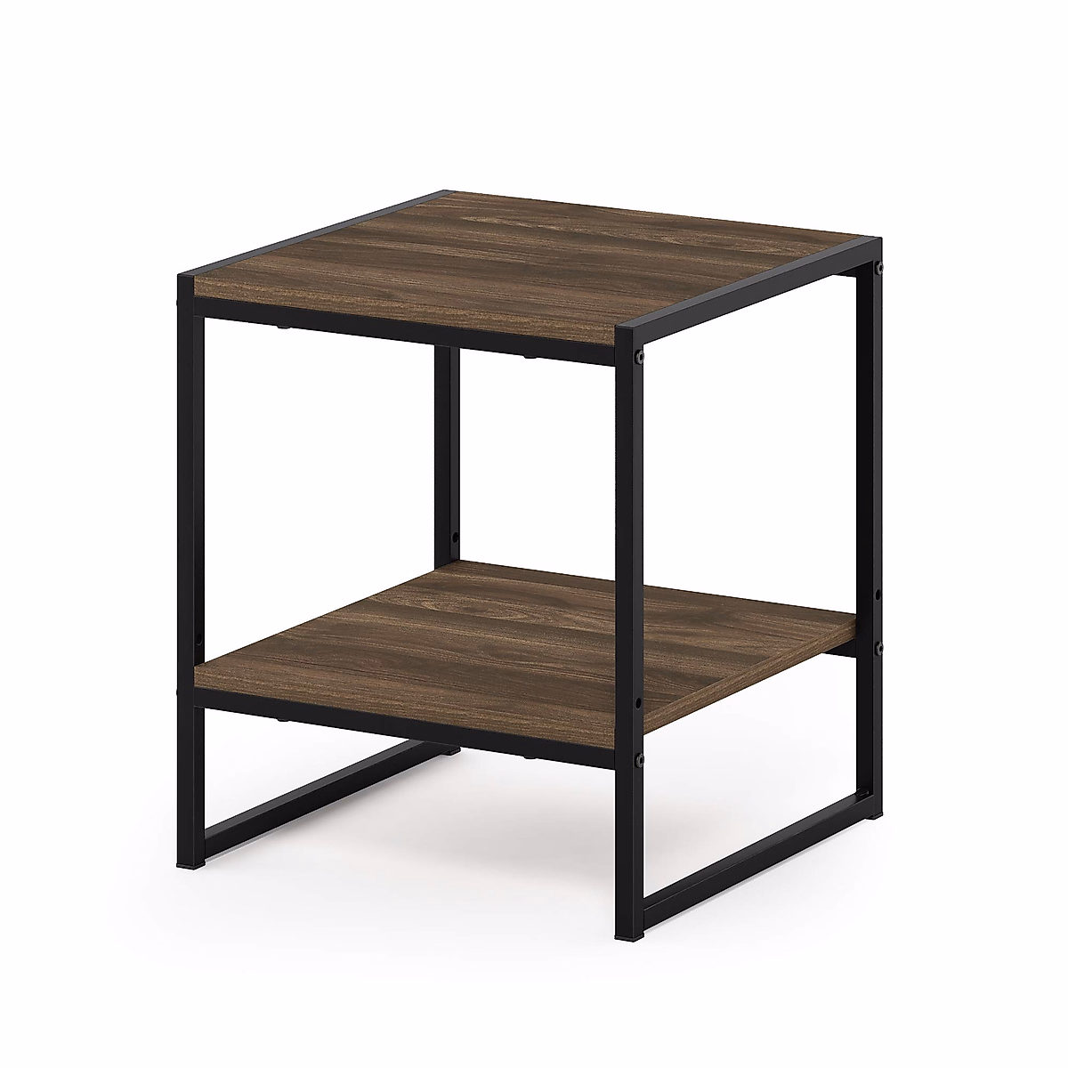 FURINNO Camnus Modern Living 2-Tier End Table, Columbia Walnut, 15.9 in x 15.75 in x 18 in