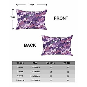 LUSWEET Cotton Throw Pillow Covers Reversible Set of 2, Camouflage Netting Camo Purple Soft Couch Pillow Covers for Sofa Bedroom Living Room 12 x 20 Inch Decorative Cushion Case Home Decor