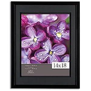 Gallery Solutions 14x18 Black Wood Wall Frame with Double Black Mat for 11x14 Image