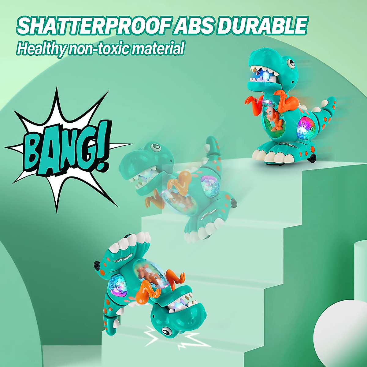 SENCU Baby Toys 6 to 12 Months, Infant Tummy Time Crawling Dinosaur Toys Gifts for 3 4 5 6 7 8 9 10 11 12 Boy Girl,Light-up Musical Baby Toys for 12-18 36 Months Walking Toddler Birthday Gift