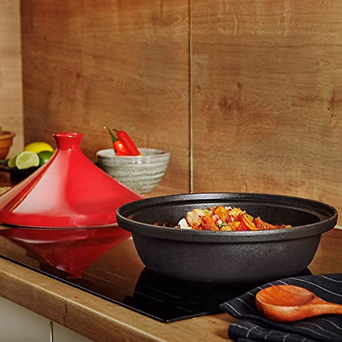 Moroccan tagine Pot Small tagine Bowl Round Ceramic Casserole Clay Pot with lid Heat-Resistant hot Pot earthen Pot Multifunctional cookware for stew Soup A 16 23 cm