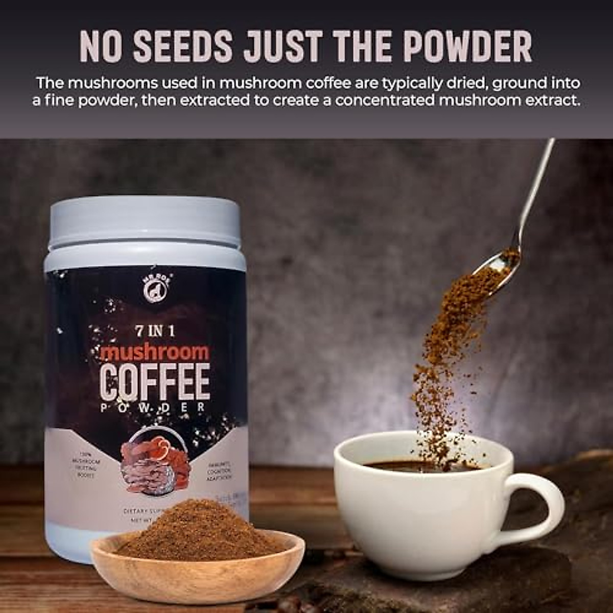 Mr Ros Natural Mushroom Coffee: Feel Your Best - Focus, Energy, Immunity - 7 Adaptogen Blend - 1 lb