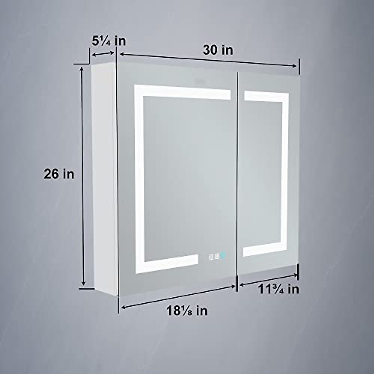 GroGro LED Bathroom Medicine Cabinet with Mirror,30" W x 26" H Lighted Medicine Cabinet,Surface or Recessed Mount,3-Layer Storage Shelves,Medicine Cabinets Can Defog,Dimming,Outlets & USBs
