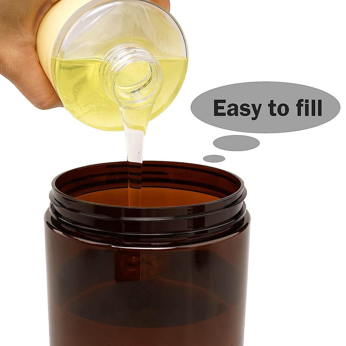 Hethyo Pump Bottle Dispenser 3 Pcs 600ml/20oz Refillable Plastic Pump Bottles Wide Mouth Jar Style BPA Free Empty Pump Bottles Bathroom Shower Containers for Lotion Shampoo Conditioner (Brown)