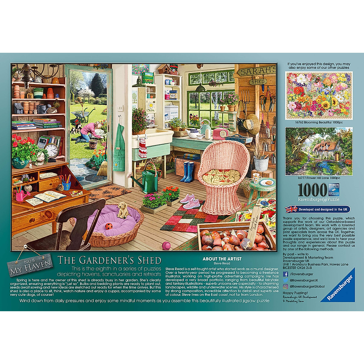 Ravensburger The Garden Shed Puzzle - 1000 Piece Jigsaw | Unique Piece Design | Softclick Interlocking Technology | Premium Artistic Imagery | Ideal for Ages 14 and Up