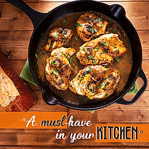 Nutrichef 3 Pieces Kitchen Frying Pre-Seasoned Cast Iron Skillet Pans Nonstick Cookware Set w/Drip Spout, Silicone Handle, For Electric Stovetop, Glass Ceramic