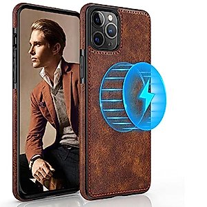 LOHASIC for iPhone 13 Pro Max Leather Case Compatible with Magsafe, Slim Luxury PU Non-Slip Grip Rugged Bumper Shockproof Full Body Protective Cover Phone Cases for iPhone 13 Pro Max 6.7" - Brown