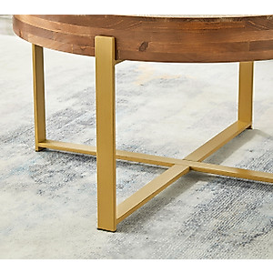 Gexpusm Round Wood End Table for Living Room, 2 Tier Farmhouse Circle Side Table, Rustic Mid-Century Wooden End Table for Apartment, Easy Assembly (Coffee Table, Ct-espresso,metal Leg)