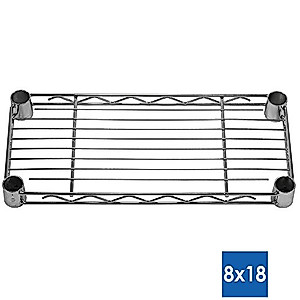 Shelving Inc. 8" d x 18" w x 96" h Chrome Wire Shelving with 5 Tier Shelves, Weight Capacity 800lbs Per Shelf