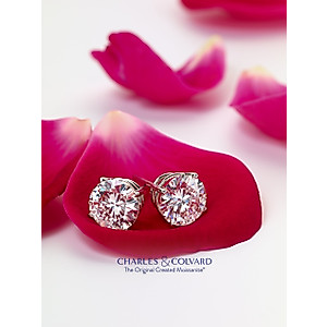 14K White Gold Forever Classic Moissanite from Charles & Colvard Stud Earrings For Women (1.60 Cttw, Round 6MM)