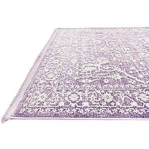 Unique Loom Traditional Classic Intricate Design Distressed Vintage Detail, Area Rug, 4 ft x 6 ft, Purple/Ivory
