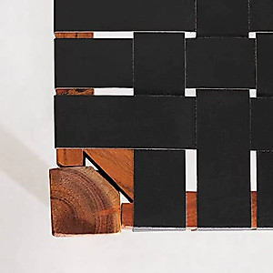 South Shore Balka Woven Leather Bench, Matte Black