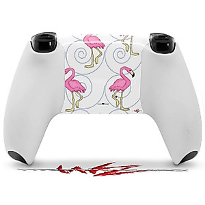 WraptorSkinz Skin Wrap compatible with Sony PS5 DualSense Controller Flamingos on White (CONTROLLER NOT INCLUDED)