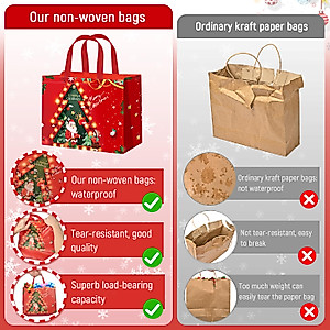 WLUSEAXI 12 Pack Large Christmas Gift Bags with 24 Christmas Gift Tags,Reusable Christmas Tote Bags with Handles,12.6"x9.8"x6.7" Christmas Bags for Gifts Wrapping for Xmas Holiday Party Favor
