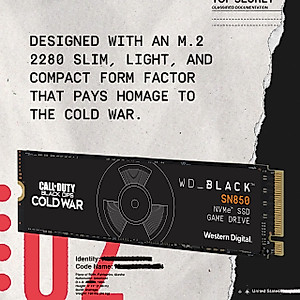 WD_BLACK 1TB SN850 Game Drive Call of Duty Special Edition: Black Ops Cold War, Internal NVMe M.2 PCIe Gen4 SSD - WDBB2F0010BNC-WRSN