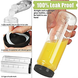 Huichuiero [6 Pack] 20 Oz Glass Juicing Bottles w Airtight Lids - Reusable Drinking Jars w Scale Marker, Travel Water Cups - Tall Mason Jar for Kombucha, Vanilla Extract(Extra 2 Lids)