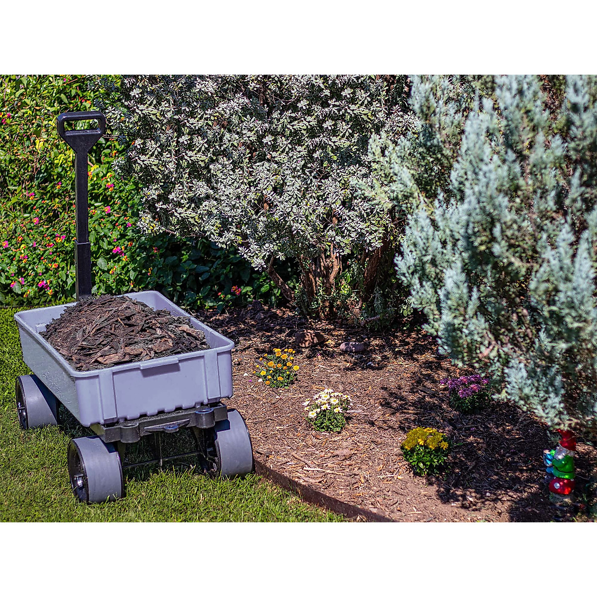 Mighty Max Cart | Collapsible Outdoor Utility Wagon - Heavy-Duty Moving Dolly 250 lb Capacity - Silver 2.5 cu.ft Poly Tub | Made in The USA