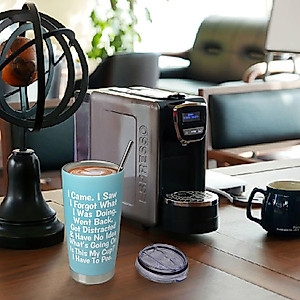 CTIGERS Funny Tumblers for Senior Citizens 20 oz Tumbler with Lid and Straw I Came I Saw What I Was Doing Travel Mug gifts for Grandma Grandpa Elder Mom Dad Aunt Birthday Gifts Retirement Gifts Cyan