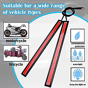 2PCS 170MM A Variety of Colours DRL LED Strip Lights for Car,COB LED Hood Light,Daytime Running Lights,Fog Lights,12v Waterproof Car Decor Light Strip for Truck SUV Boat RV Motorcycles (Red-2pcs)