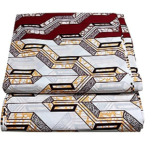 Vkceeool African Ankara Print Fabric Kente Wax Fabric Dashiki Tribal Fabric (1 Yard, Fabic A10)