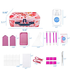 LIRUNQIU Diamond Painting Storage Containers, 120 Slots Diamond Art Accessories and Tools Kits Storage Box(Pink)