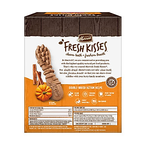 Merrick Fresh Kisses Natural Dental Chews, Treats Infused with Pumpkin and Cinnamon for Small Dogs 15-25 Lbs - 20 oz. Bag