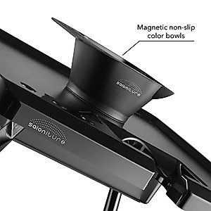 Saloniture Rolling Salon Coloring Tray - Folding Hair Stylist Color Cart with Drawer and Magnetic Bowls, Black