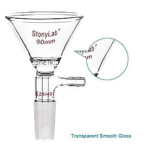 stonylab Borosilicate Glass Filter Funnel with 90mm Top Outer Dimension, 24/40 Inner Joint Glass Filtering Funnels