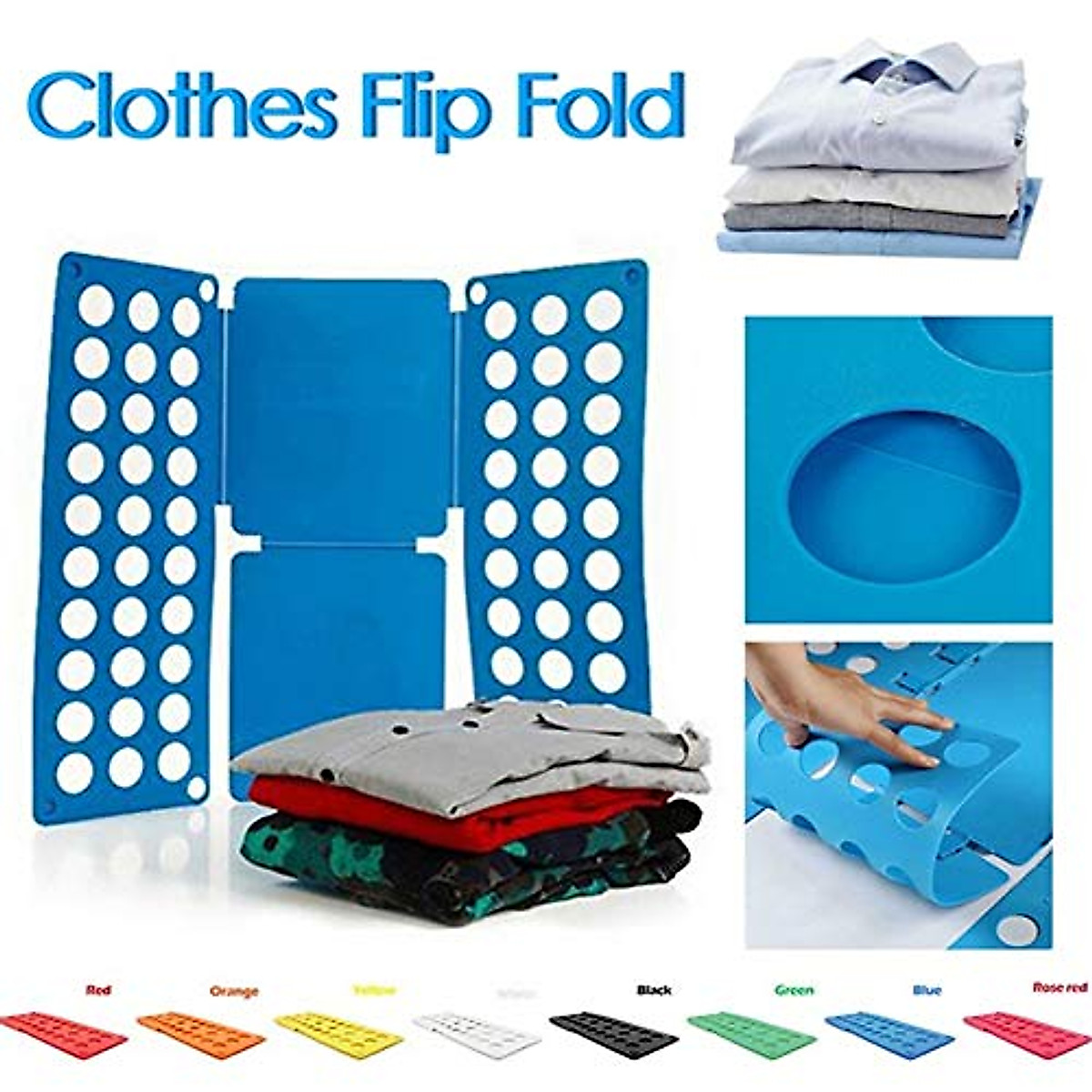 Fuhlen T Shirt Folder Board,Small Tshirt Folder Clothes Folder,Durable Plastic Laundry Shirt Folding Board Clothes Folding Board Flipfold for Kid Fast and Easy Fold Shirt Dress Pants Towels (Black)