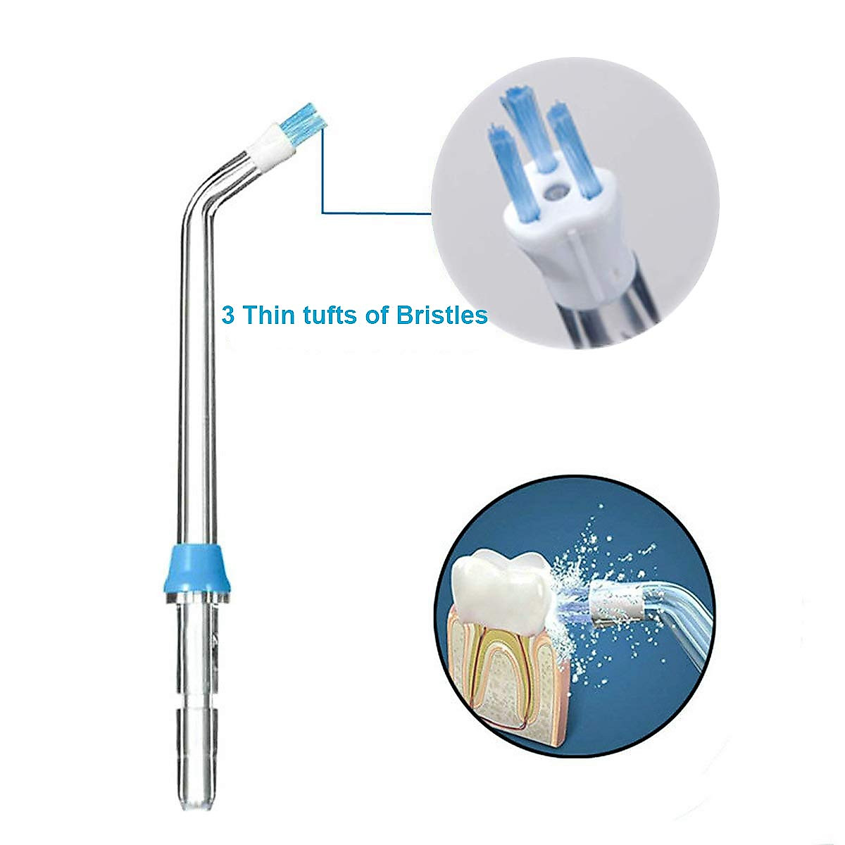 Plaque Seeker Replacement Tips Compatible with Waterpik Water Flossers and Other Brand Oral Irrigators, Water Flosser Tip Replacement, Plaque Remove Brisles Tips(4-Pack)